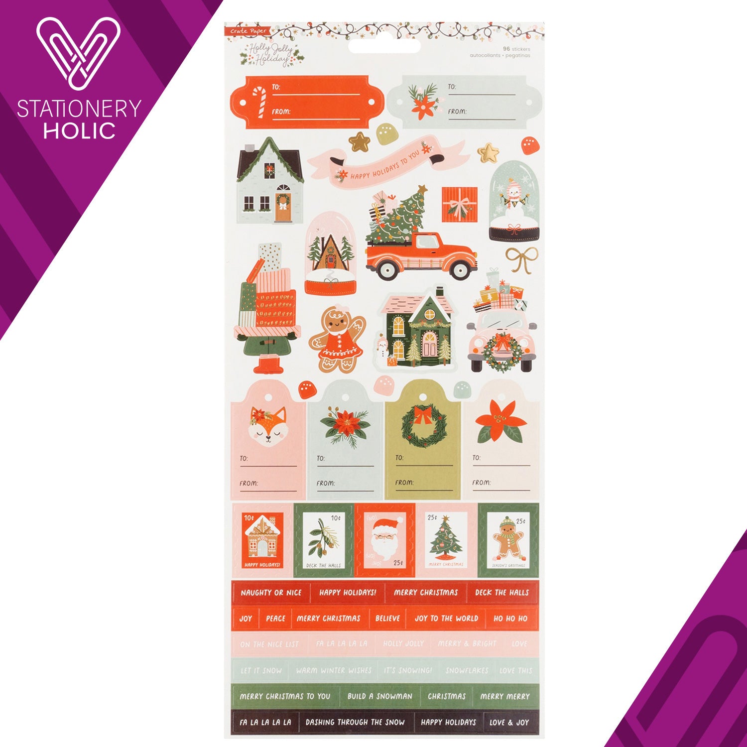 Crate Paper - Stickers 6 x 12 - Holly Jolly Holiday – StationeryHolic