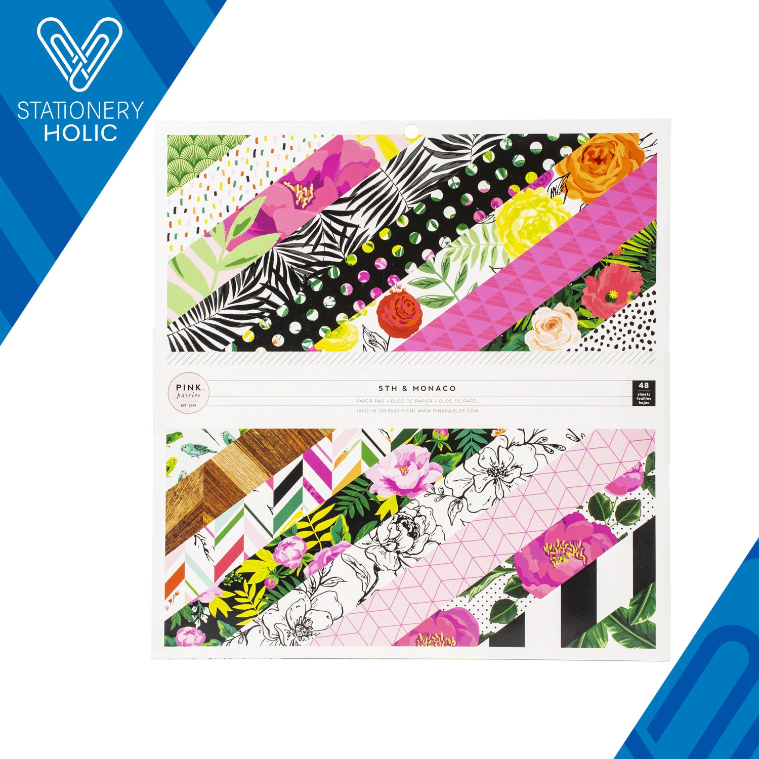Pink Paislee - Bloc Papel 12 x 12 - 5th & Monaco – StationeryHolic